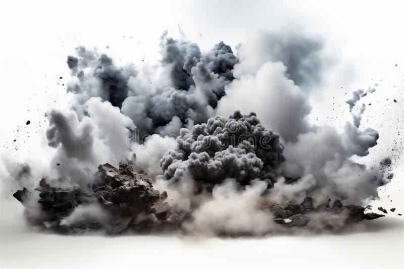An Explosion of Smoke and Debris, Exploding from Demolition, White ...