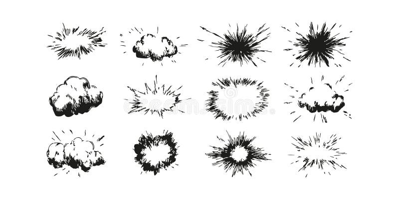 Explosion and Smoke Effect Set. Dynamic Energy and Impact Collection ...