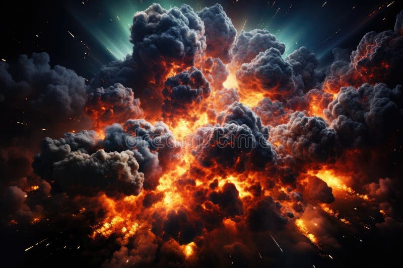 A Explosion with Smoke and Fire Stock Illustration - Illustration of ...