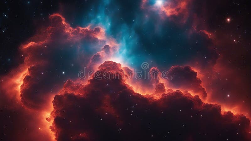 Explosion of Space a Cosmic Firey Scenery of a Nebula, with a Contrast ...
