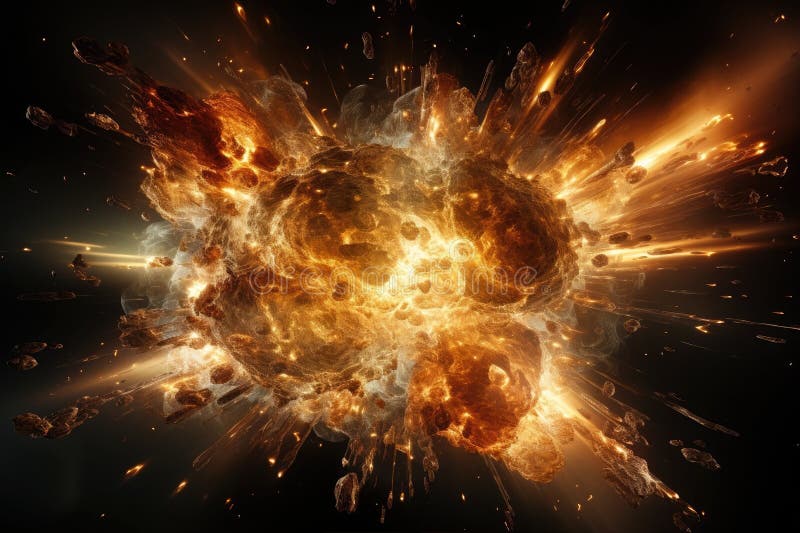 A Explosion in Space with Rocks and Clouds Stock Illustration ...