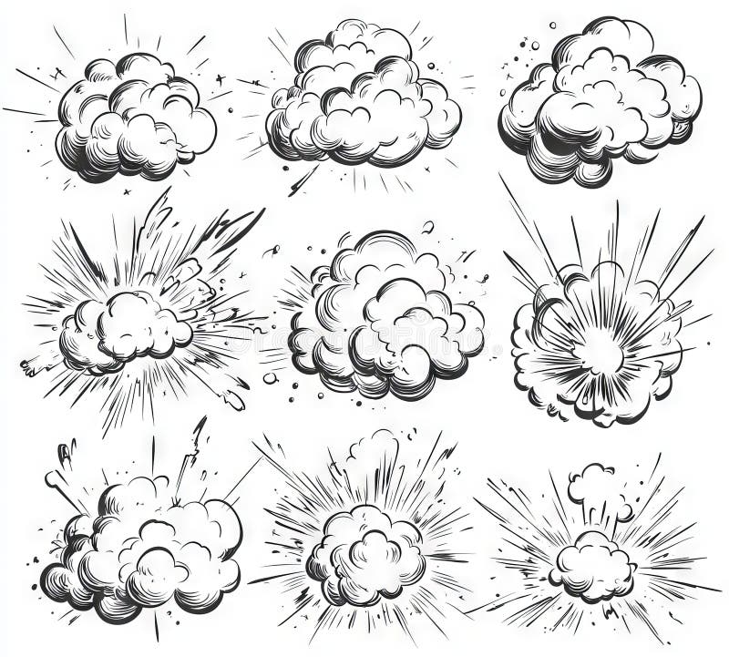 Explosion Speech Bubble with Splash Smoke, Hand-drawn Comic Doodle ...