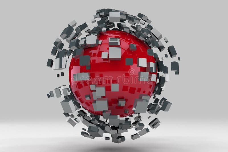 Explosion of Sphere into Smaller Pieces Stock Illustration ...