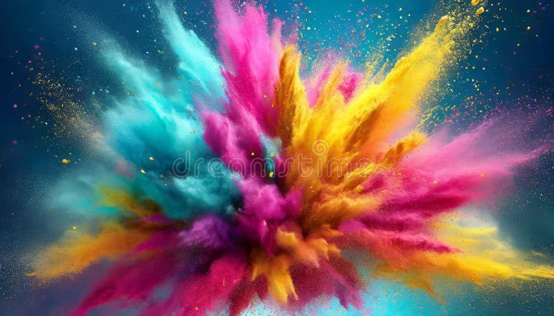 Explosion Splash of Colorful Powder with Freeze Isolated on Background ...