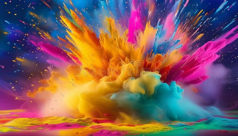 Explosion Splash of Colorful Powder with Freeze Isolated on Background ...