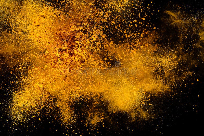 Explosion, Splashes of Turmeric on a Black Background. India Seasoning ...