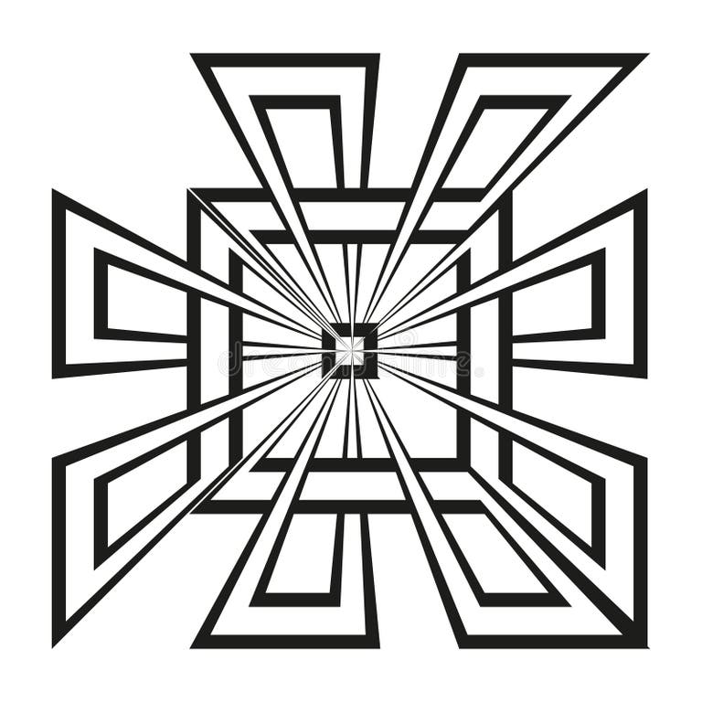 Explosion Square Pattern. Radiating Frame Design. Bold Geometric Vector ...