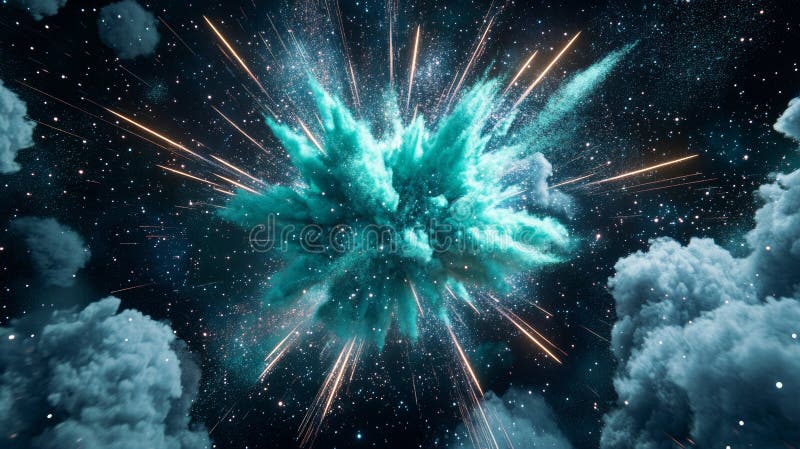 An Explosion Star is Digitally Illustrated on an Abstract Green ...