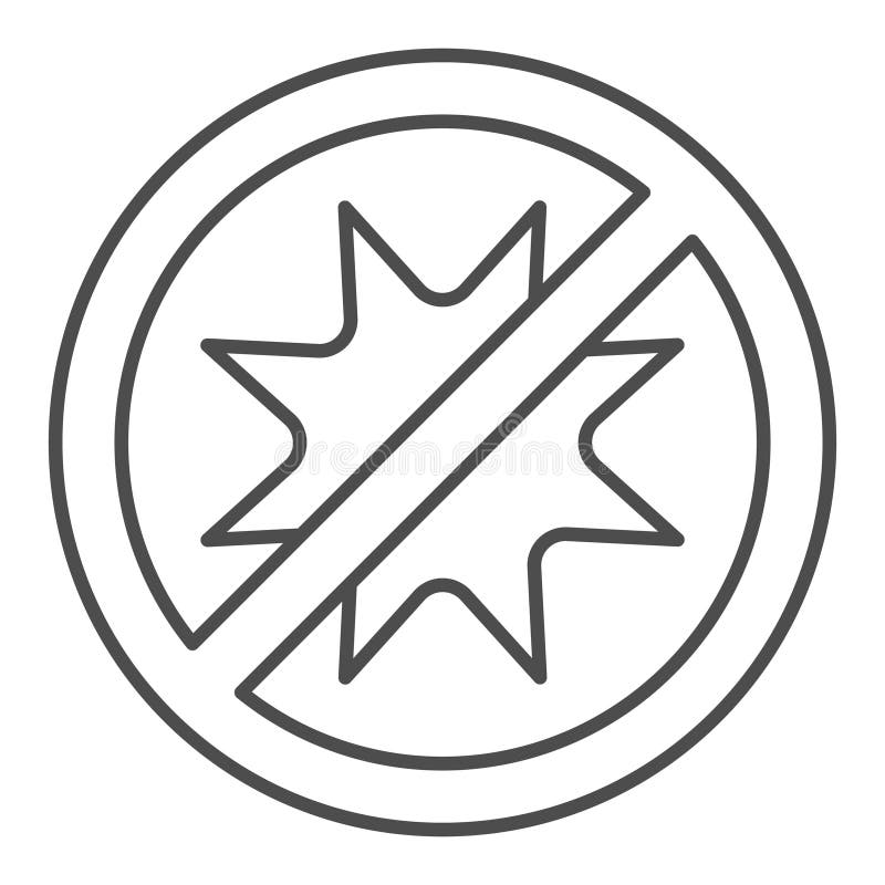 Explosion Star Forbidden Thin Line Icon, Stop War Concept. Vector ...