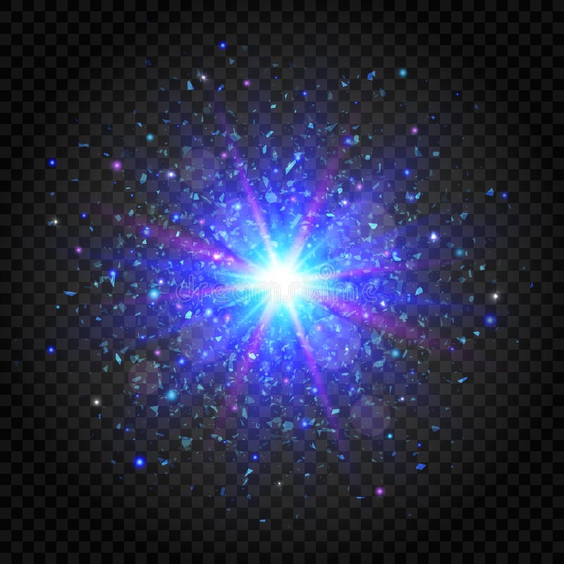 Explosion Star on Dark Background. Star Burst with Beams and Sparkles ...