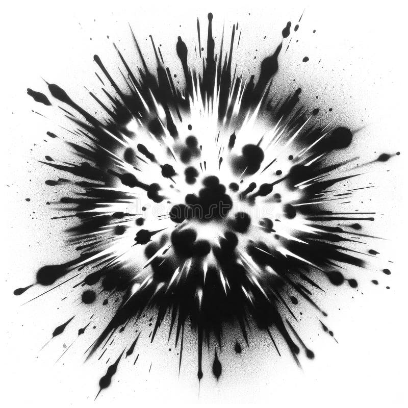 An Explosion in Stencil-art Style,black and White Stock Illustration ...