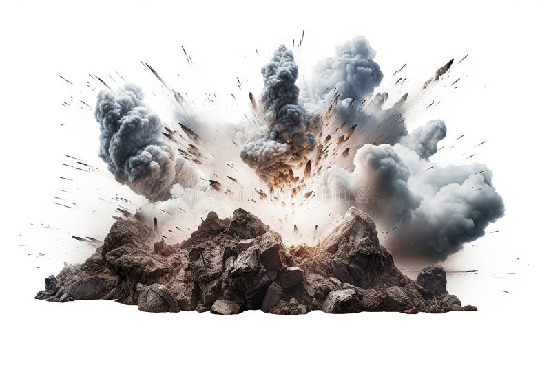 Explosion of Stone Rock is Isolated on White Background Stock ...