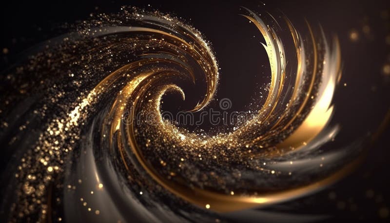 Explosion and Swirl of Gold Sparkles Background. Generative Ai Stock ...