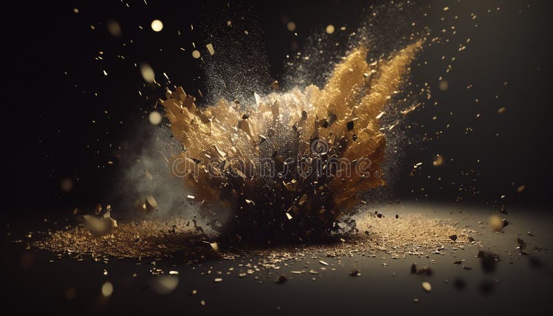 Explosion and Swirl of Gold Sparkles Background. Generative Ai Stock ...