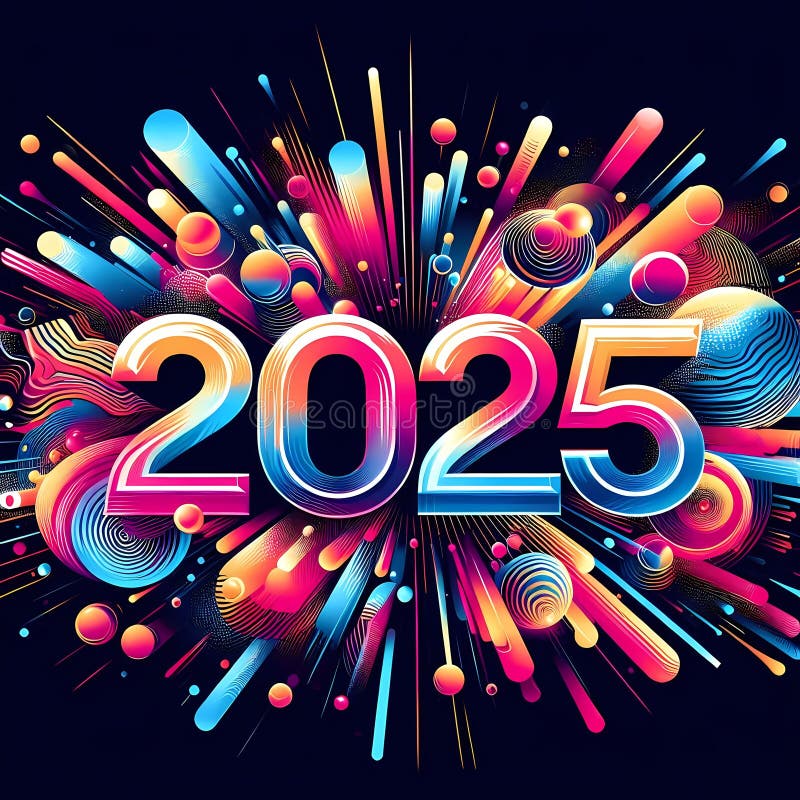 Vibrant Explosion of Colors Representing the Happy New Year 2025 ...