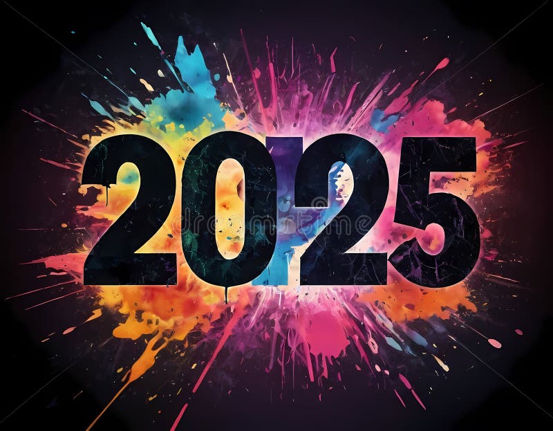 Vibrant Explosion of Colors Representing the Happy New Year 2025 ...