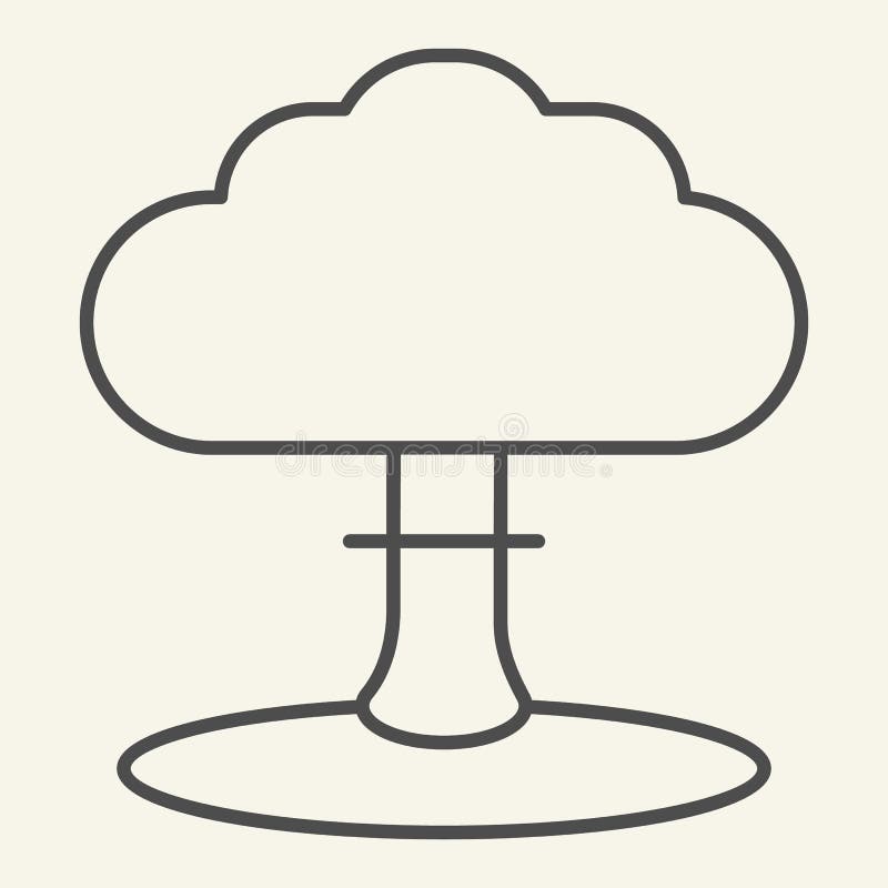 Nuclear Explosion Line and Solid Icon. Atomic Bomb Bang, Mushroom Shape ...