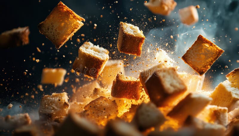 Explosion Toasted Bread Cubes Stock Photos - Free & Royalty-Free Stock ...