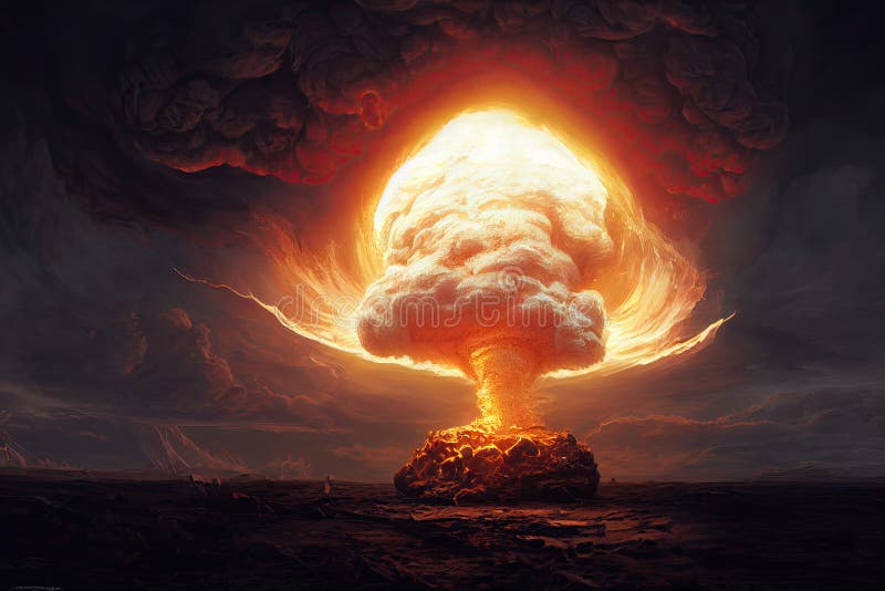Nuclear explosion skyline stock illustration. Illustration of ...