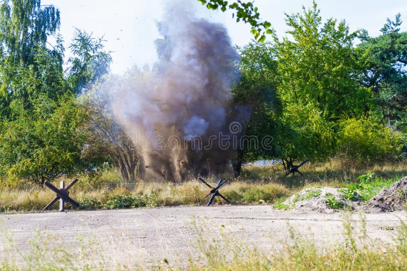 Explosion between the Trees Background. Stock Image - Image of burst ...