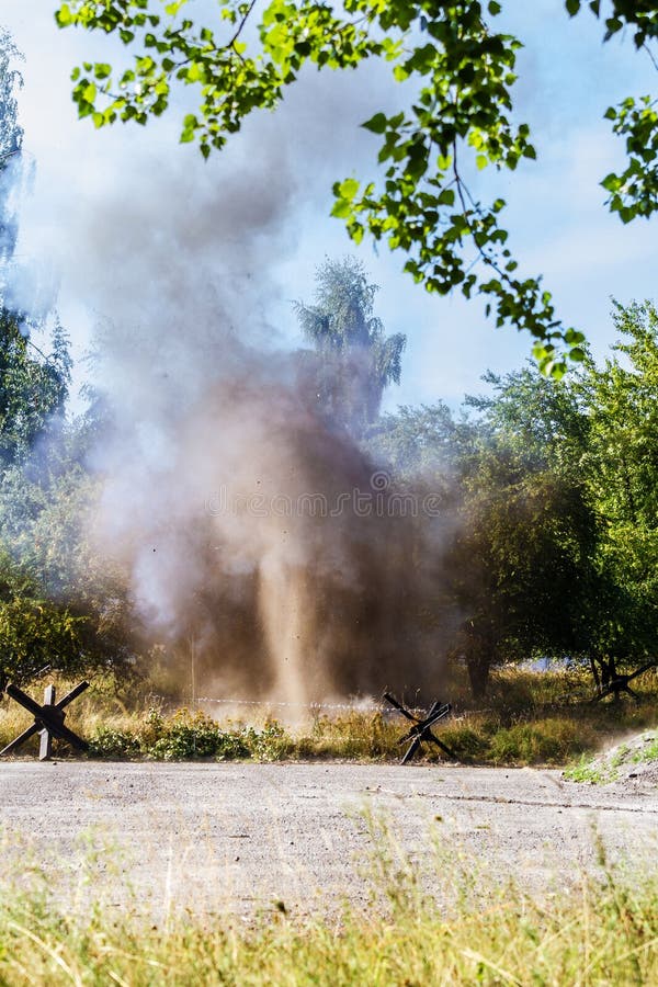 Explosion between the Trees Background. Stock Photo - Image of bomb ...