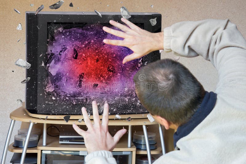 Explosion of TV stock photo. Image of device, look, gray - 38496616