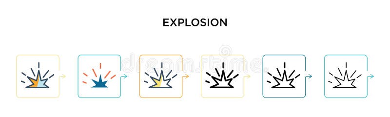 Explosion Vector Icon in 6 Different Modern Styles. Black, Two Colored ...