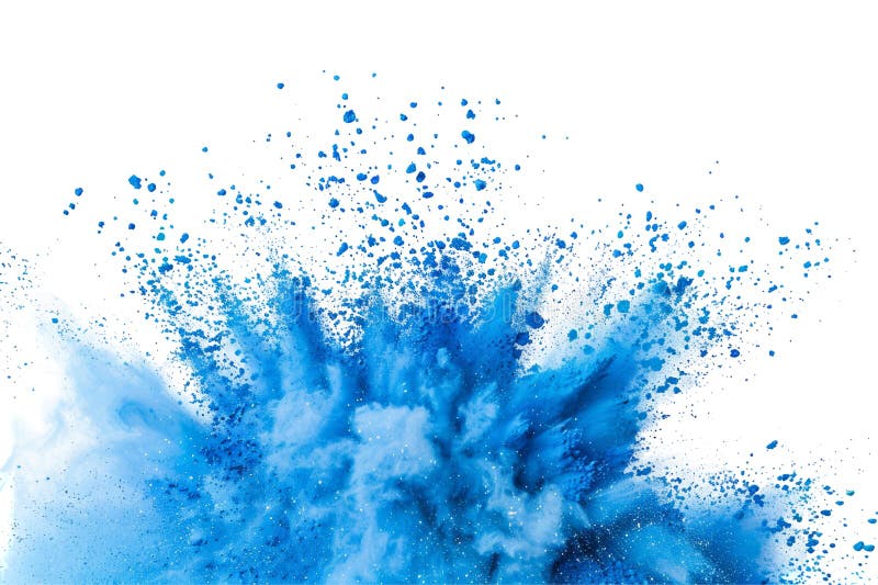 Explosion of Vibrant Blue Powder on White Backdrop. Dynamic Burst for ...