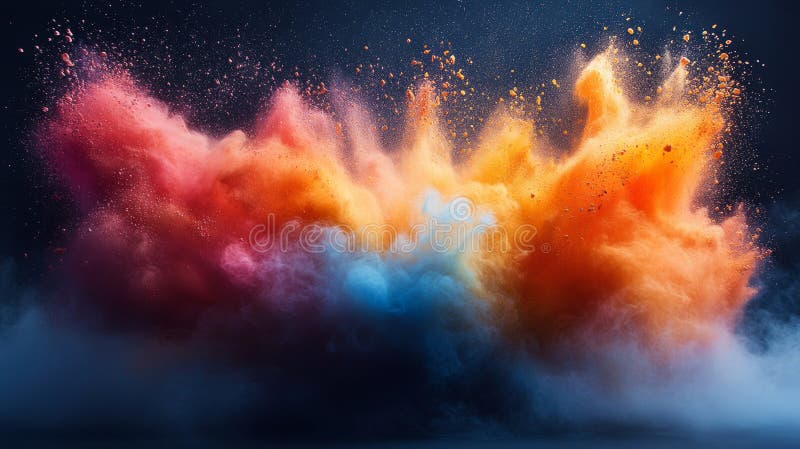 Explosion of Vibrant Colorful Powders Against a Dark Background ...