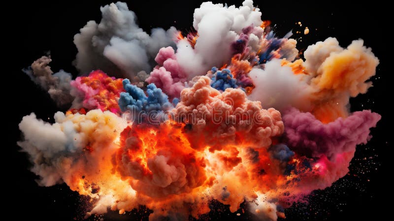 An Explosion of Colorful Powders, Generative AI Stock Illustration ...