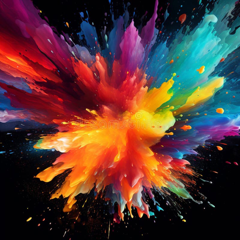 Explosion of Vibrant Colors and Textures - Paints and Brushes Stock ...