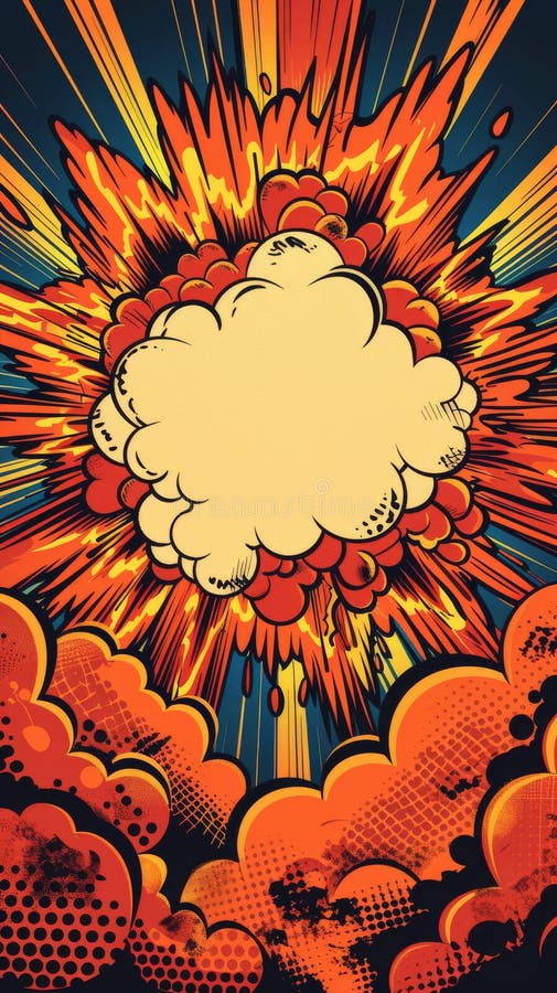 Explosion in Vibrant Comic Book Style Art, Empty Speech Bubble. Pop Art ...