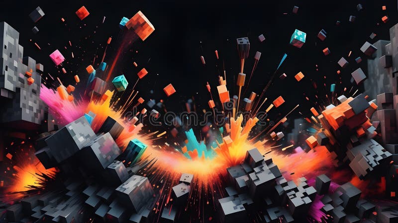 Explosion of Vibrant Minecraft Inspired Textures. Cubes and Paint ...