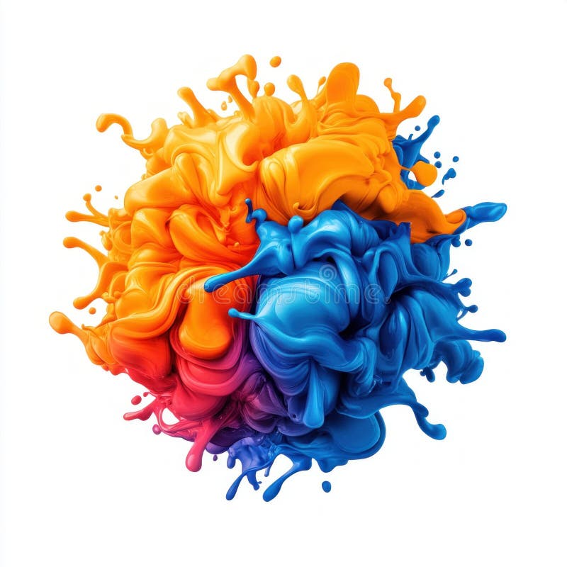 Explosion of Vibrant Multicolored Paint Splashes on White Background ...