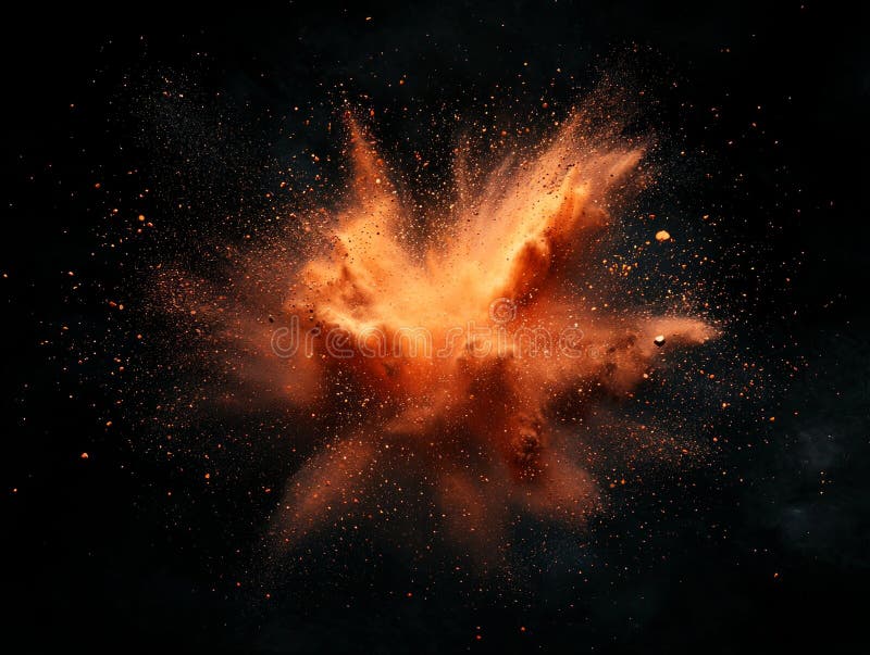 Explosion of Vibrant Orange Particles Bursts into a Fiery Sphere ...