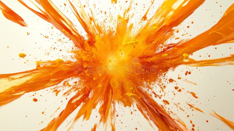 Explosion of Vibrant Orange and Yellow Paint Splashes on White ...