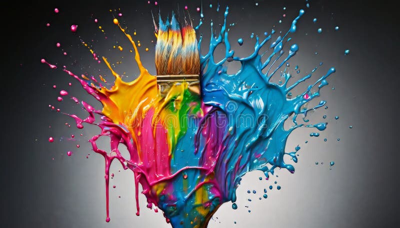 Exploding Paint Colors from Paintbrush Stock Image - Image of unique ...