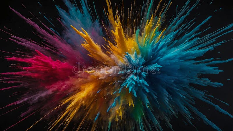 Explosion of Vibrant Paint Particles Stock Illustration - Illustration ...