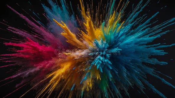 Explosion of Vibrant Paint Particles Stock Illustration - Illustration ...
