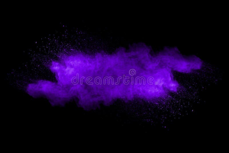 Explosion of Violet Dust on Black Background. Stock Photo - Image of ...