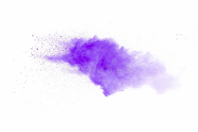 Explosion of Violet Dust on White Background. Stock Photo - Image of ...