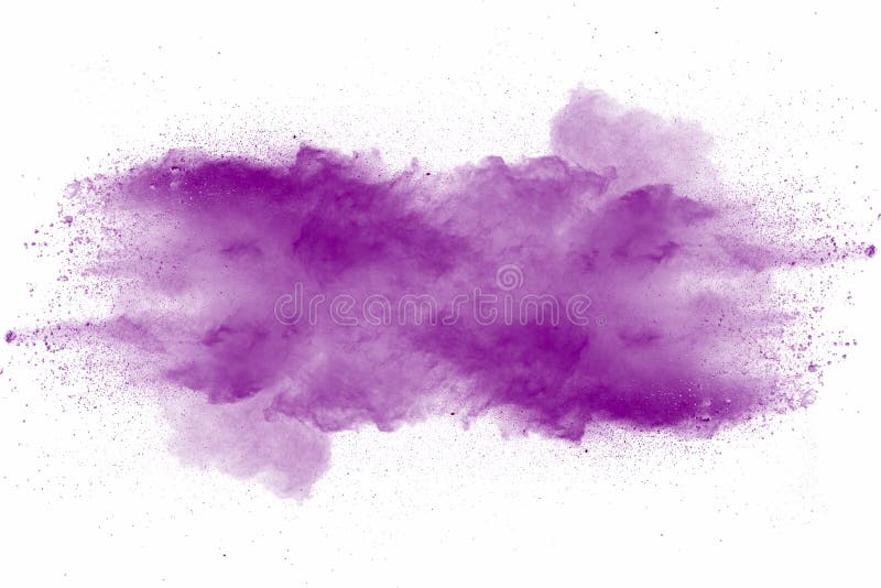 Explosion of Violet Dust on White Background. Stock Photo - Image of ...