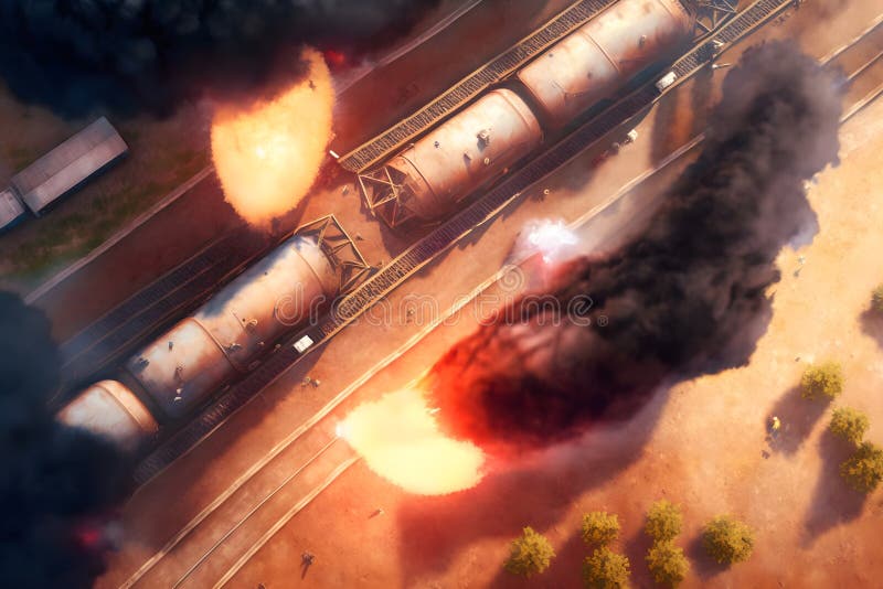 Explosion of Wagons at the Railway Station. Neural Network AI Generated Stock Illustration ...