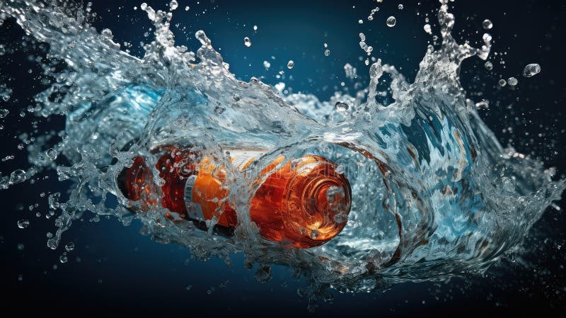 Explosion Water Bottle Splash Stock Photo - Image of crush, collision ...