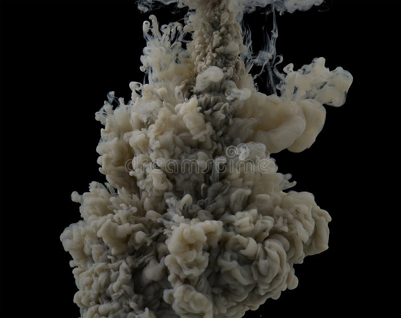 Explosion of Acrylic Blue Paint in Water with Bubbles. Black Background ...