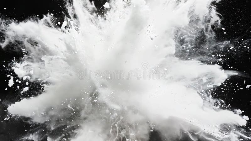 Explosion of White Powder on Black Background, Abstract Art. Creative ...
