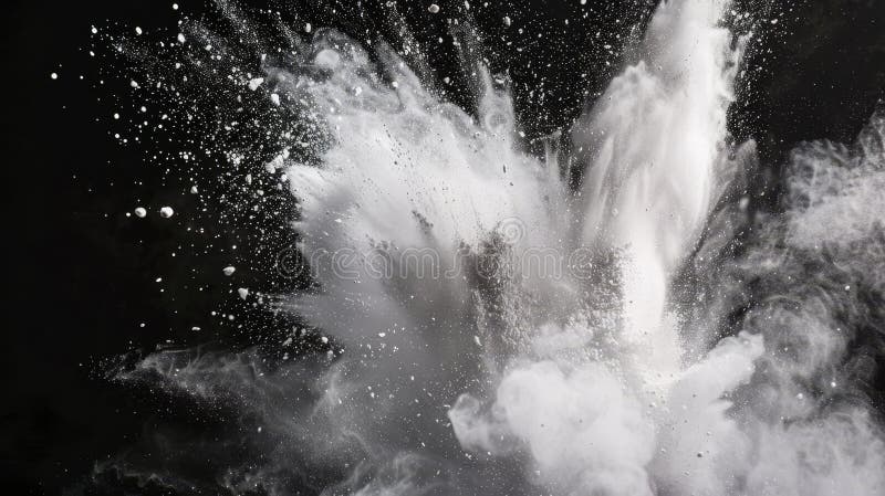 An Explosion of White Powder on a Black Background Stock Photo - Image ...