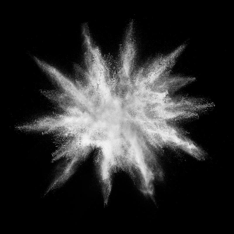 Explosion of White Powder on Black Background Stock Photo - Image of ...