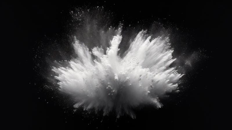 Explosion of White Powder Isolated on Black Background. Abstract Design ...