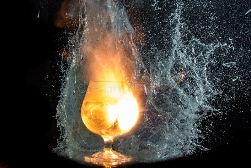 The Explosion of Wine in a Glass, a Lot of Splashes and Fragments, the ...